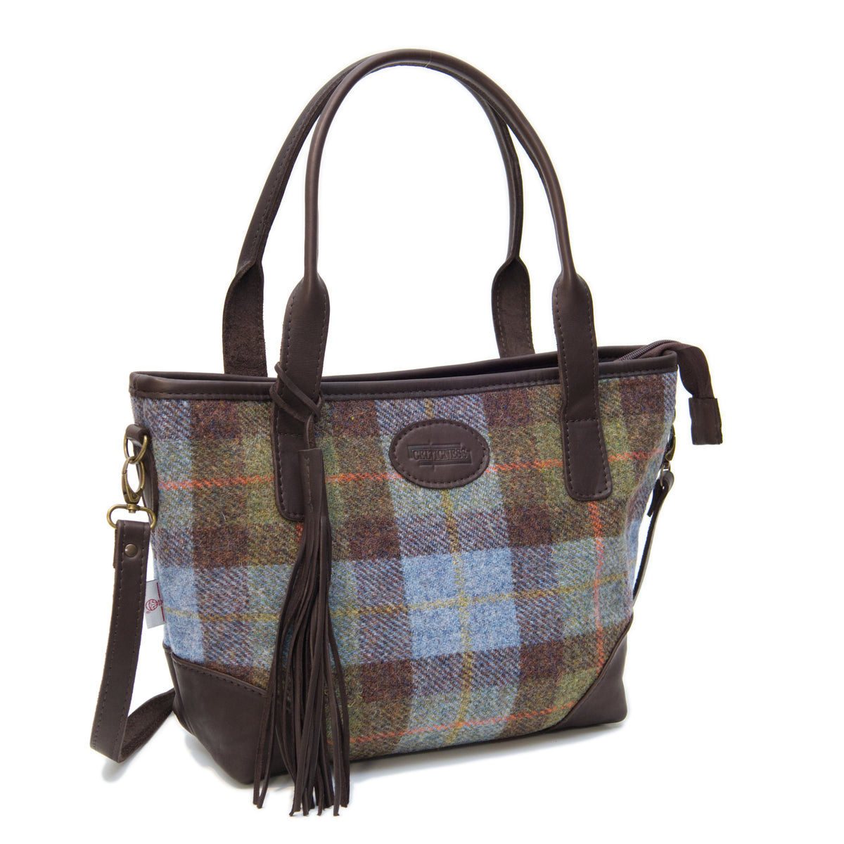 Harris Tweed & Leather Handmade Large Shoulder Bag - Macleod / Brown ...